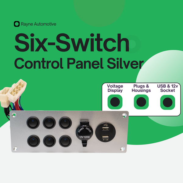 6-Switch Control Panel 12V in Brushed Silver Finish – Rayne Automotive